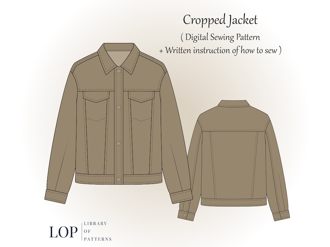 Cropped Jacket Sewing Pattern, With Written Instructions to Sew It ...