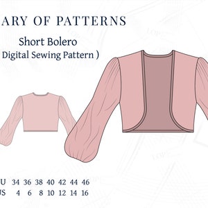 Short Bolero Sewing Pattern, Written and Video Instructions to Sew It ...