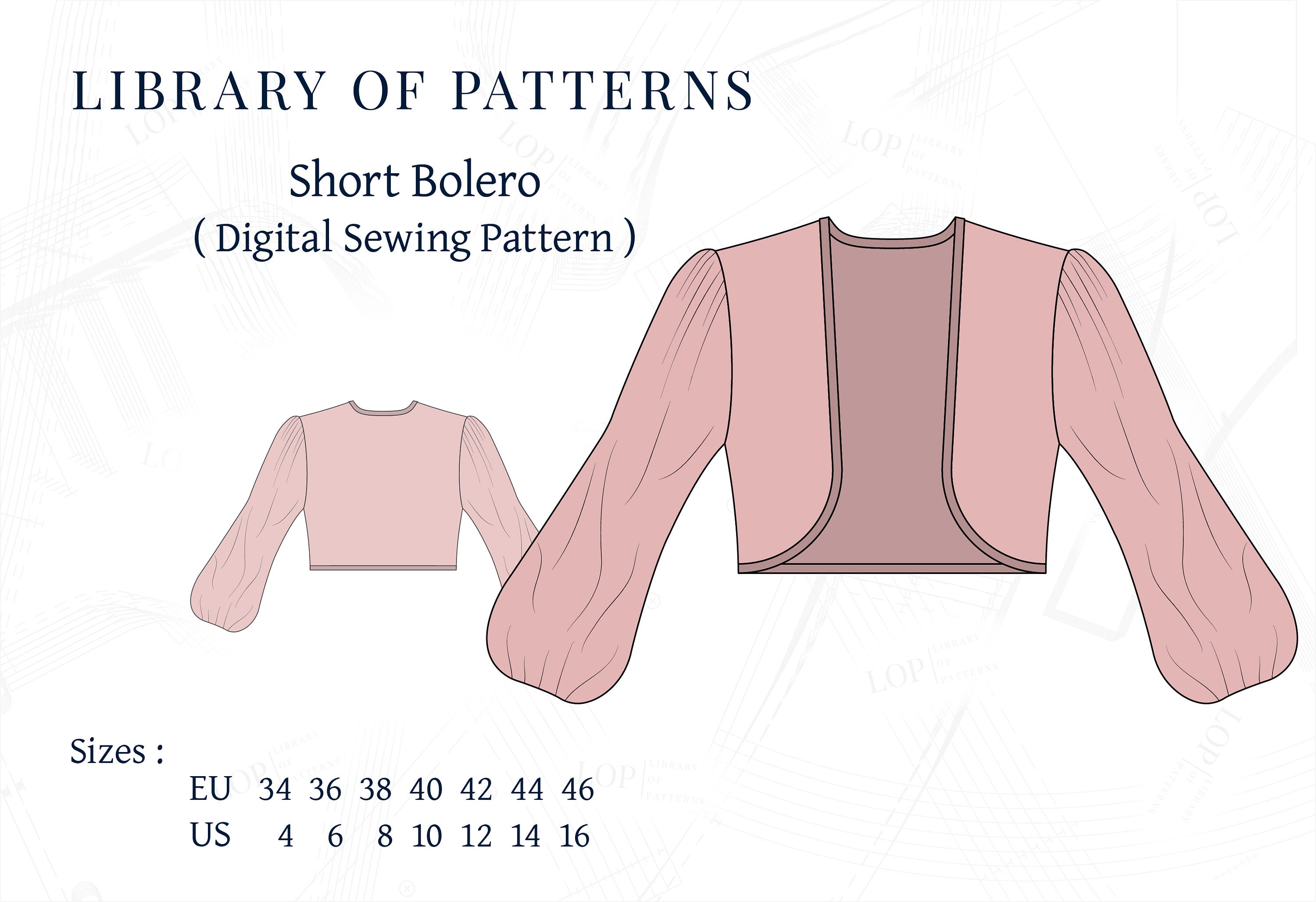 Short Bolero Sewing Pattern, Written and Video Instructions to Sew It ...