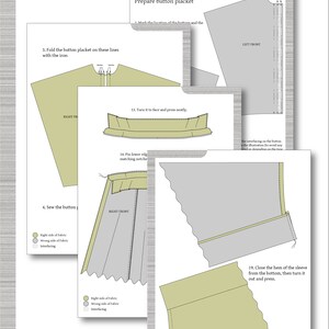 Extended Shoulder Shirt Sewing Pattern With Hidden Placket - Etsy