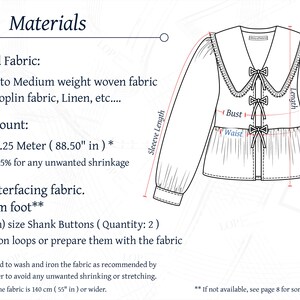 Peplum Tie Blouse Pattern, Puritan Collar Blouse, Written Instructions ...