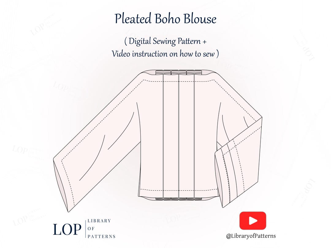 Boho Blouse Sewing Pattern, Pleated Linen Blouse, With Video ...