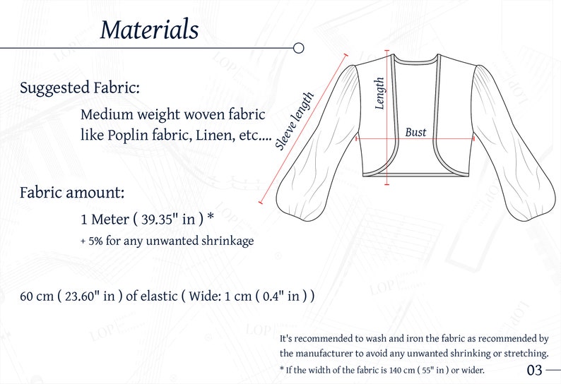 Short Bolero Sewing Pattern, Written and Video Instructions to Sew It ...