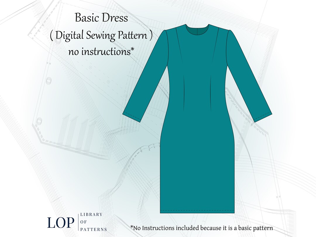 Basic Dress Sewing Pattern Dress Block Pattern Fitted Bodice - Etsy