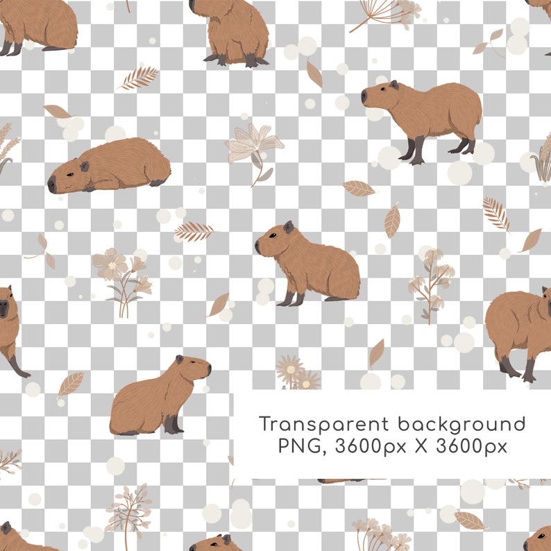Capybara Seamless Pattern Capybara Pattern for Small Business Digital ...
