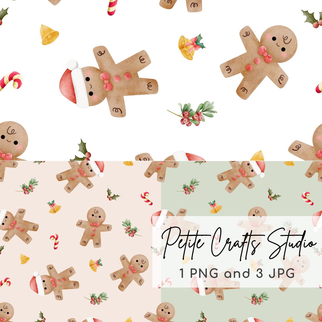 Gingerbread Man Seamless Pattern for Small Business Use Christmas ...