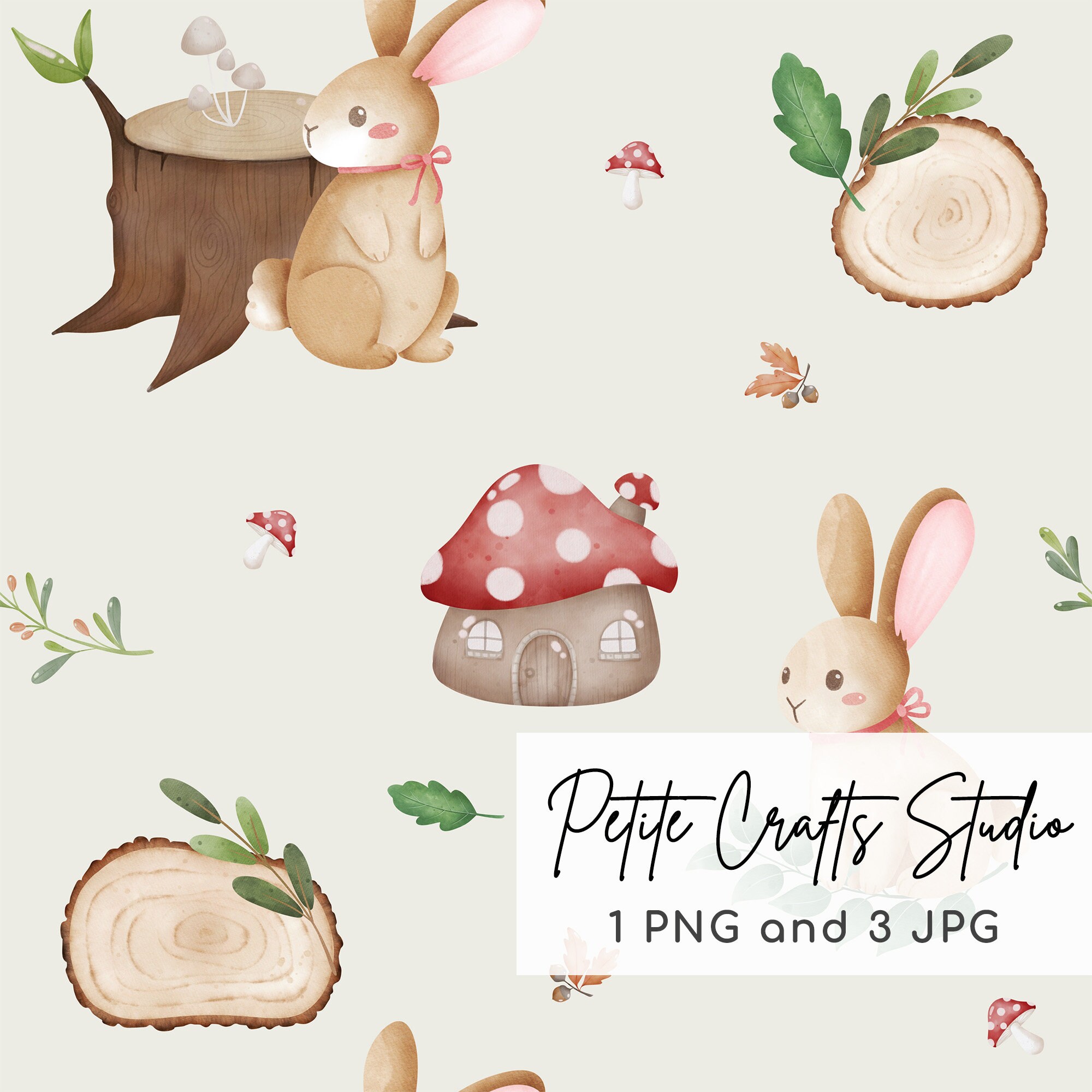 Cute Bunny Cottagecore Seamless Pattern Forest Hare Repeated Pattern ...