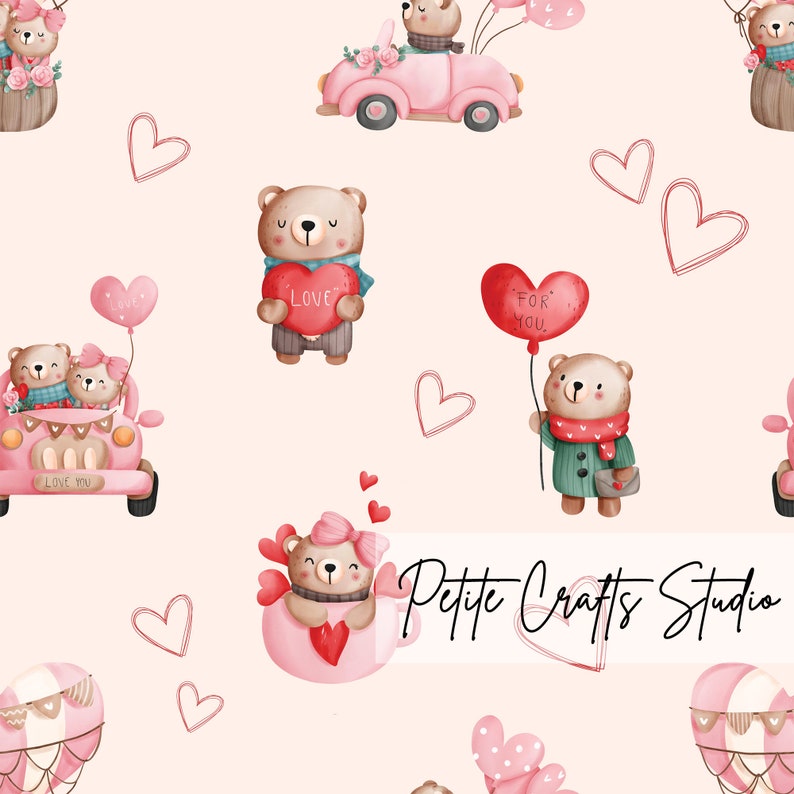 Love Bear Seamless Pattern for Commercial Use Cute Bear Valentine ...