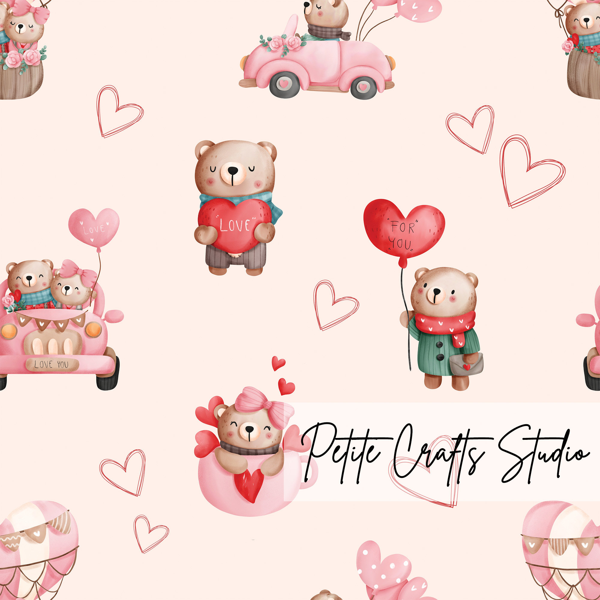 Love Bear Seamless Pattern for Commercial Use Cute Bear Valentine ...
