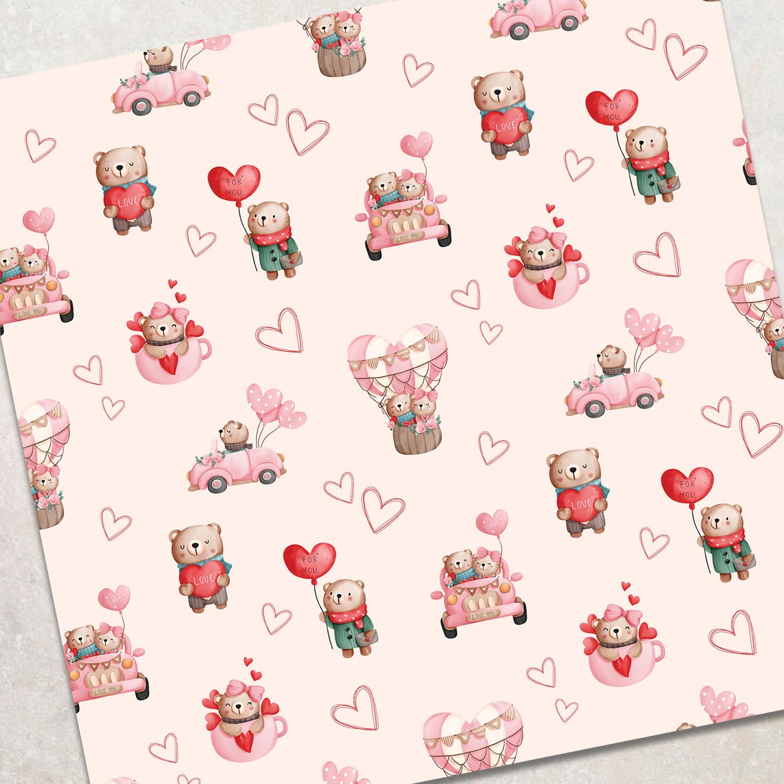 Love Bear Seamless Pattern for Commercial Use Cute Bear Valentine ...
