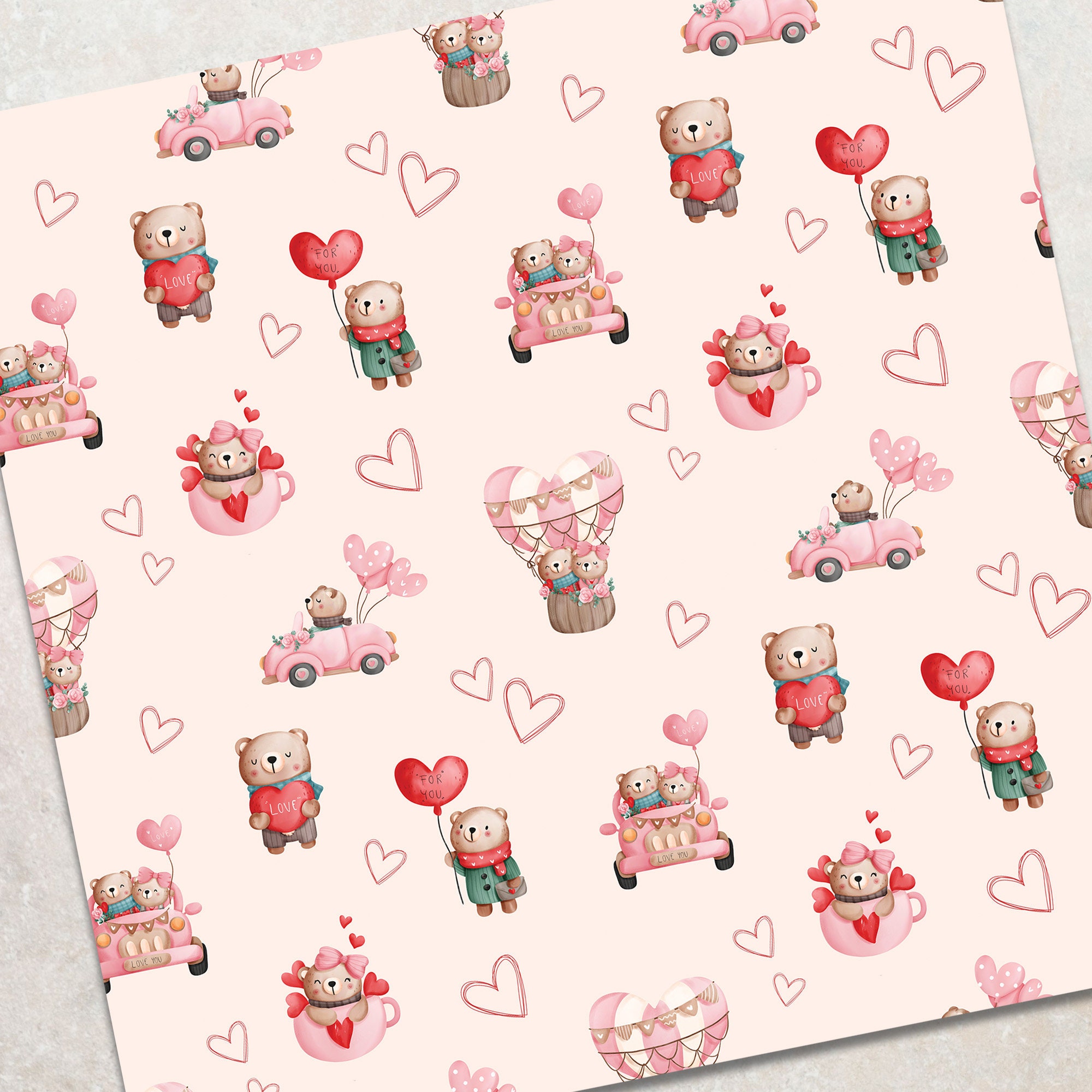 Love Bear Seamless Pattern for Commercial Use Cute Bear Valentine ...