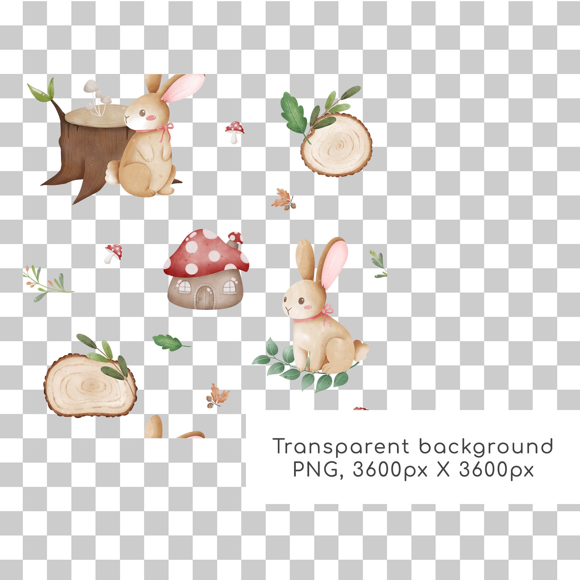 Cute Bunny Cottagecore Seamless Pattern Forest Hare Repeated Pattern ...