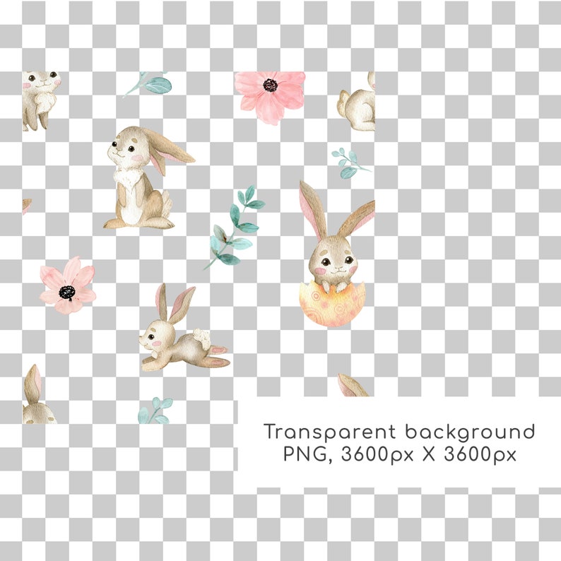 Easter Bunny Floral Seamless Pattern Cute Bunny Seamless Pattern ...