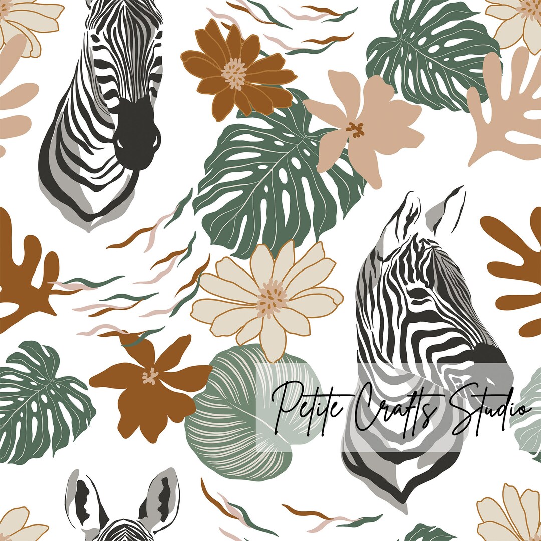 Boho Zebra Seamless Pattern Boho Jungle Zebra Pattern for Commercial ...