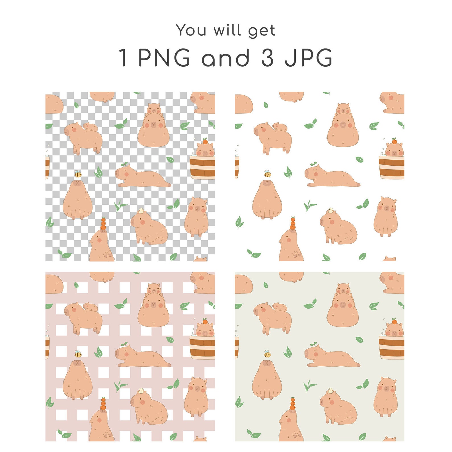 Capybara Seamless Pattern Cute Adorable Capybara Pattern for Small ...