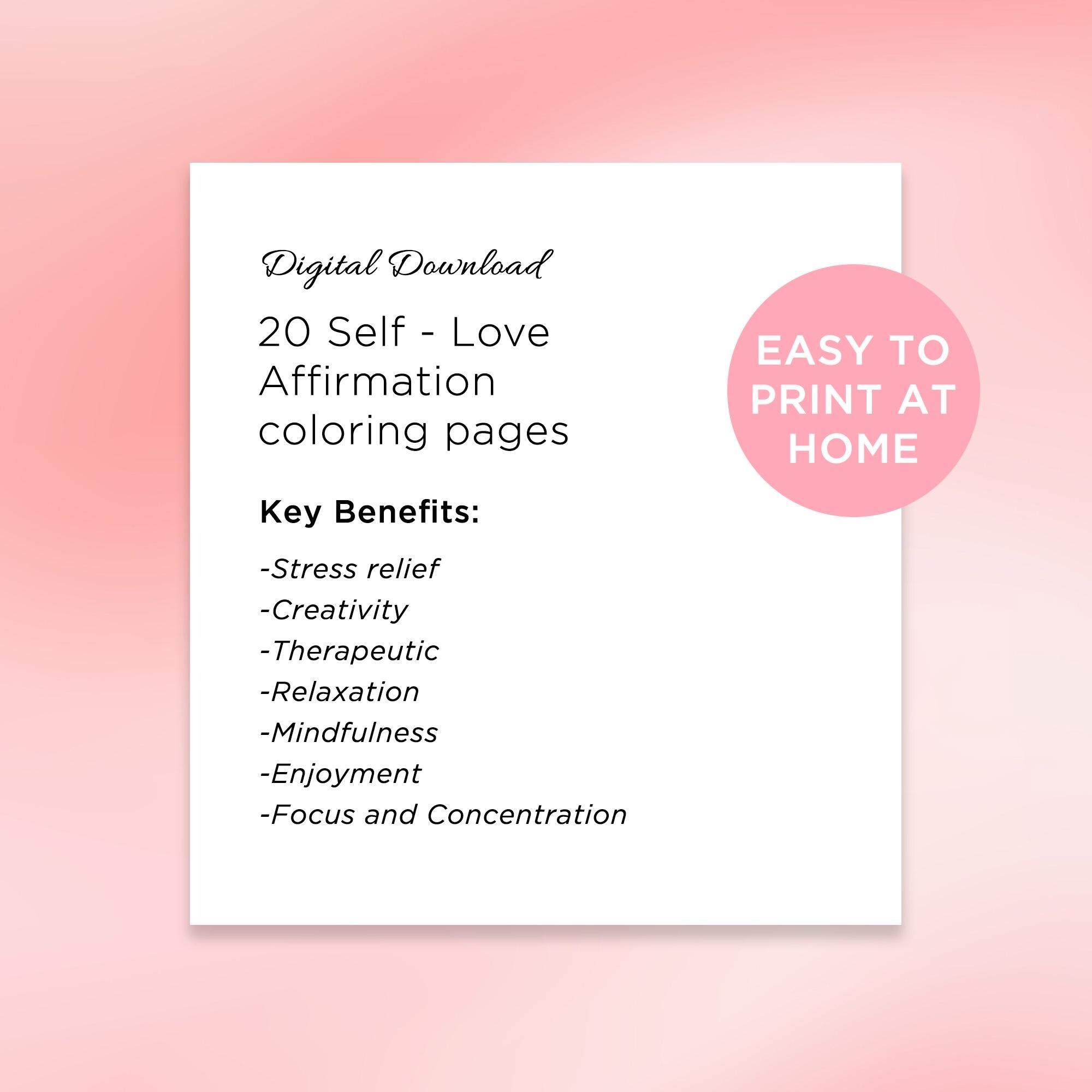 20 Self-love Affirmation Coloring Pages Inspirational Motivational ...