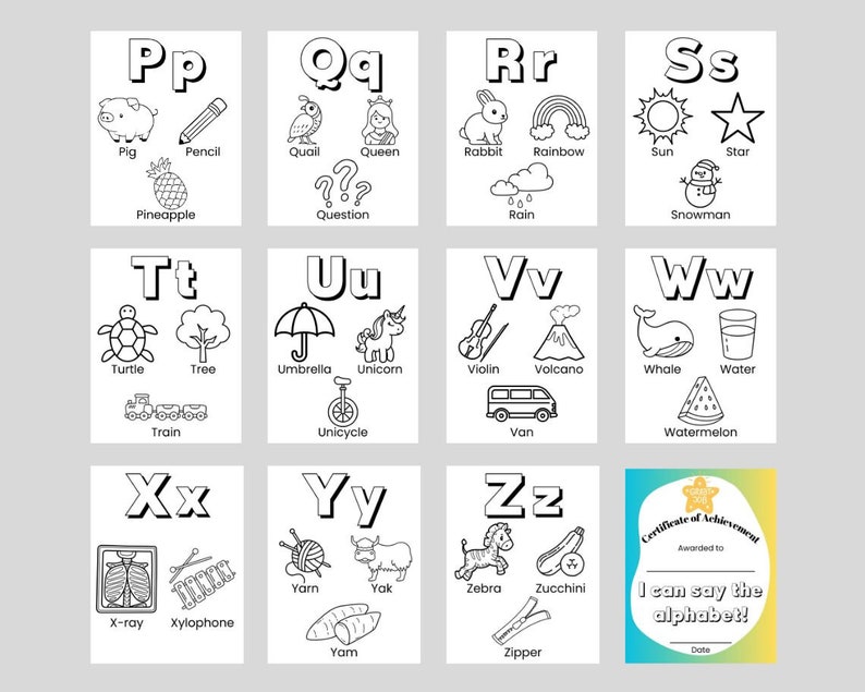 Alfabeto para colorear libro imprimible ABC para colorear páginas niños ...