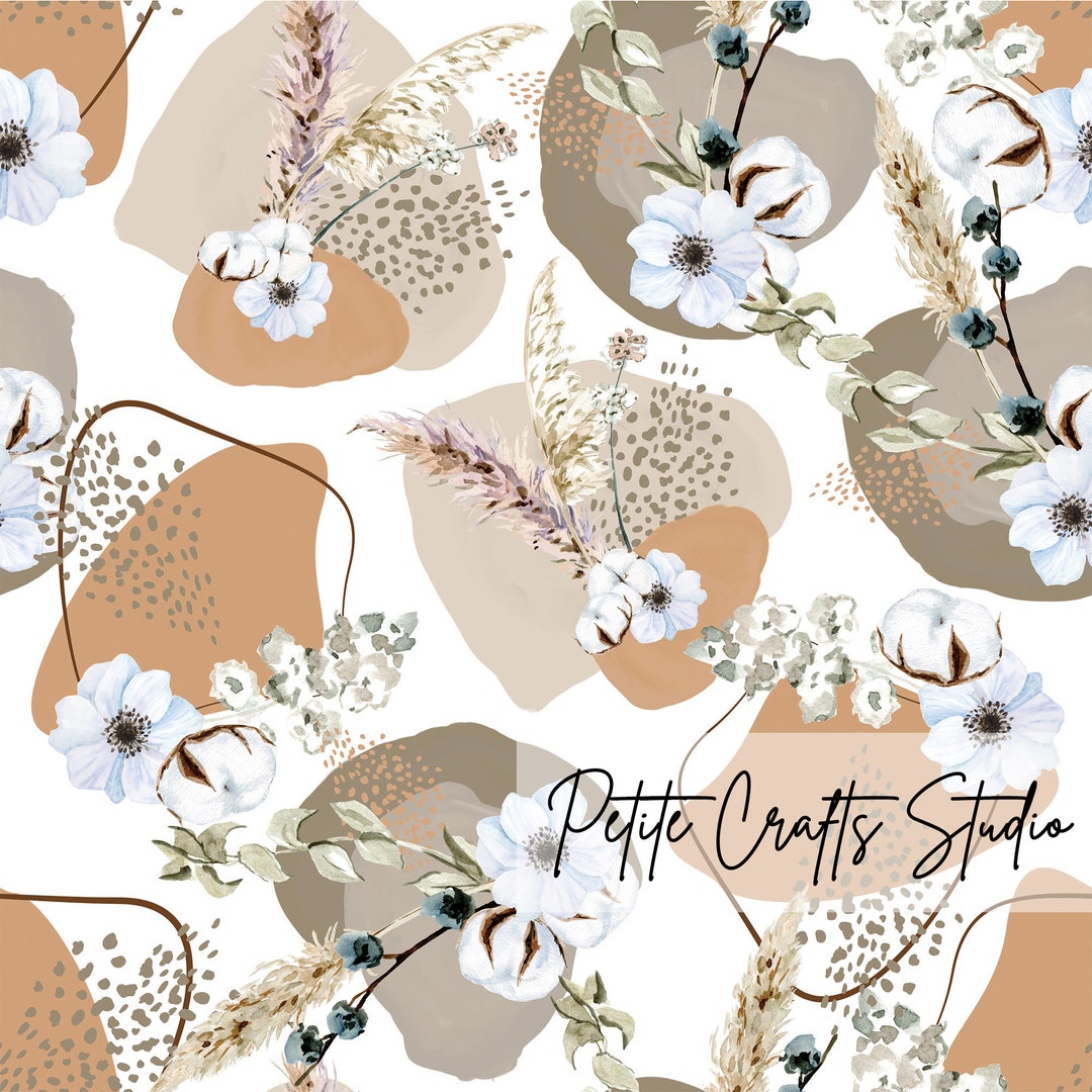 Fall Boho Floral Seamless Pattern for Commercial Use Autumn Flower ...