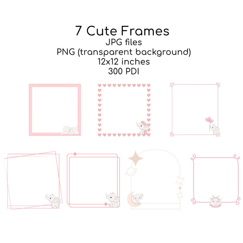 Cute Baby Elephant Clipart Digital Instant Download Baby Shower ...