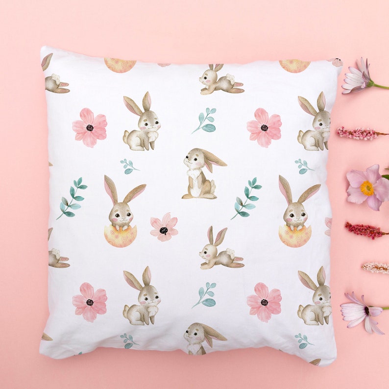 Easter Bunny Floral Seamless Pattern Cute Bunny Seamless Pattern ...