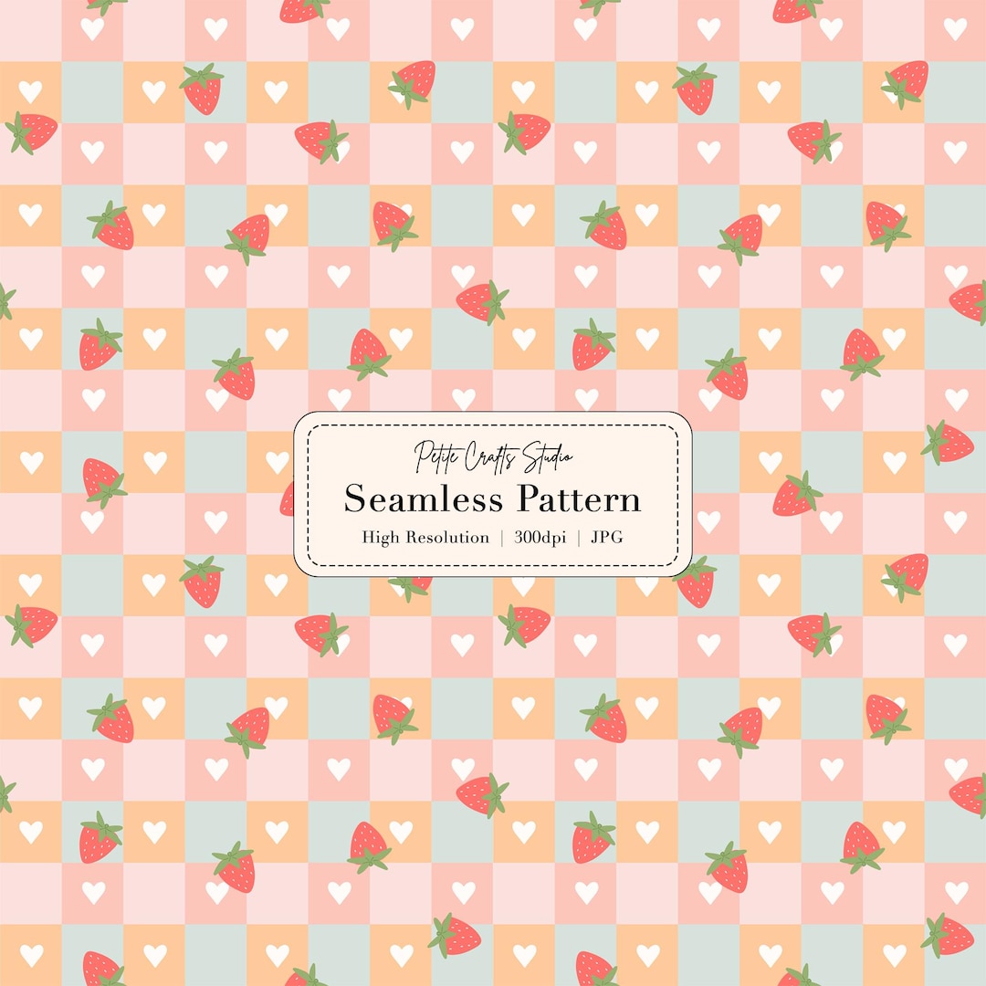 Gingham Strawberry Seamless Pattern – Cute Summer Fruit Digital Paper ...