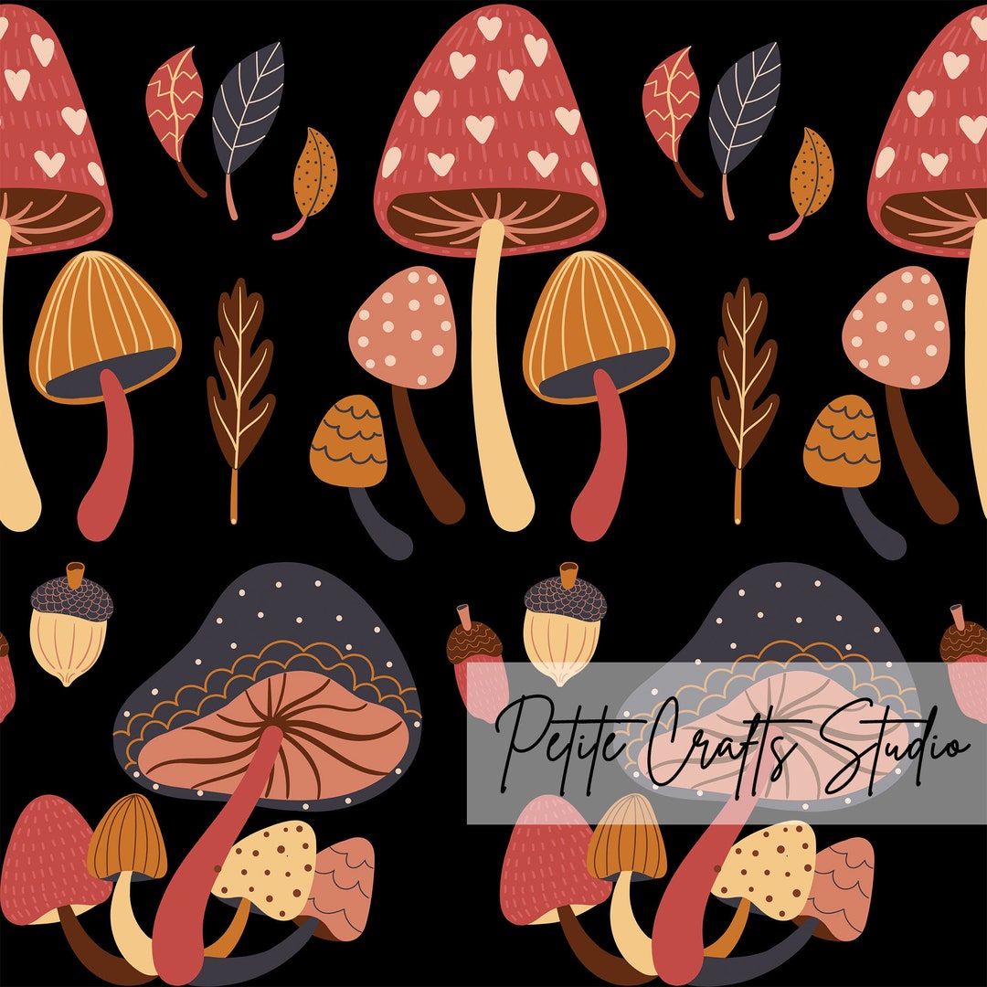 Mushroom Seamless Pattern Mushroom Dark Repeated Pattern Dark Mushroom ...