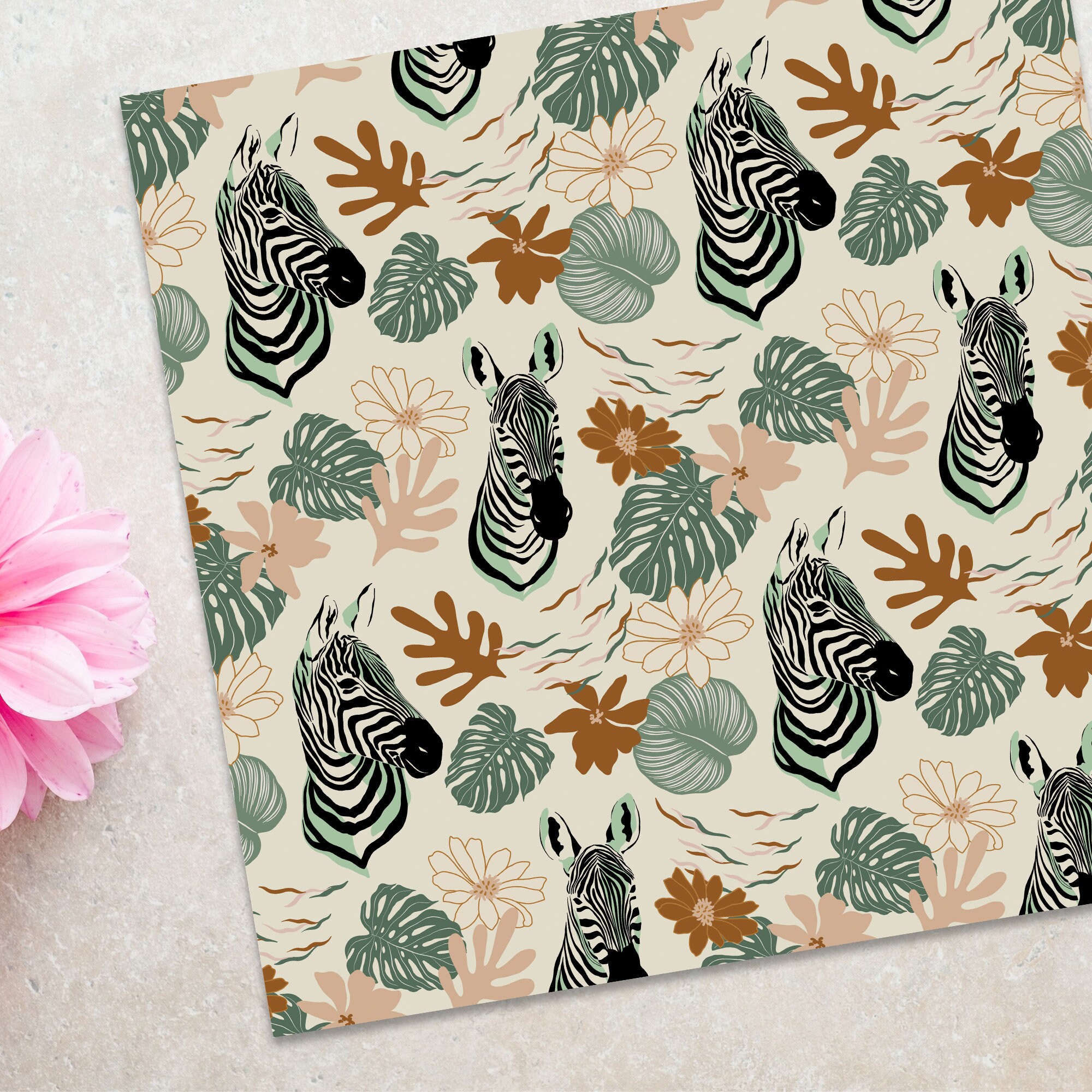 Jungle Zebra Seamless Pattern Boho Zebra Jungle Pattern for Commercial ...