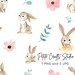 Easter Bunny Floral Seamless Pattern Cute Bunny Seamless Pattern ...