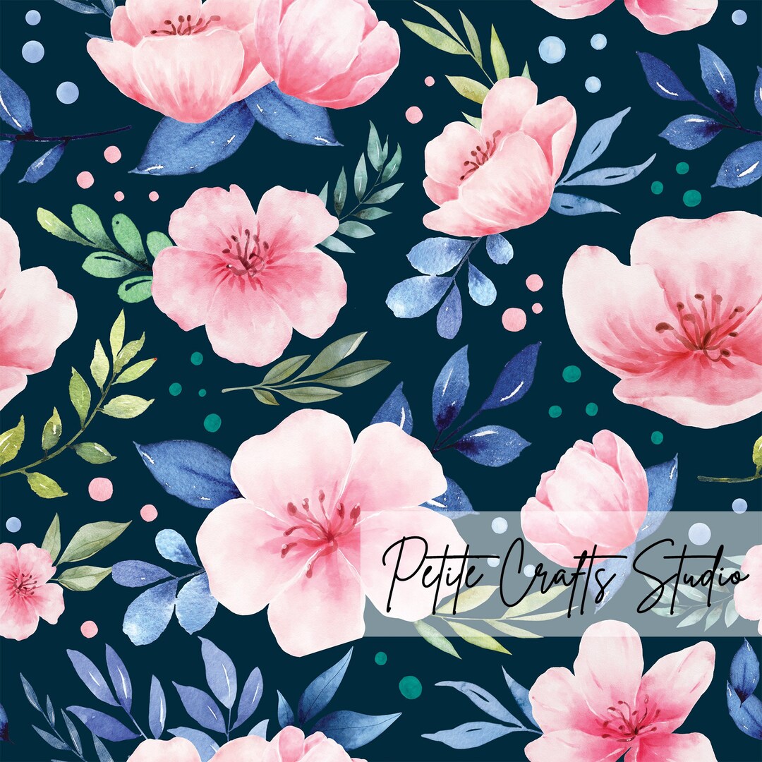 Dark Watercolor Pink Floral Seamless Pattern Spring Flower Watercolor ...