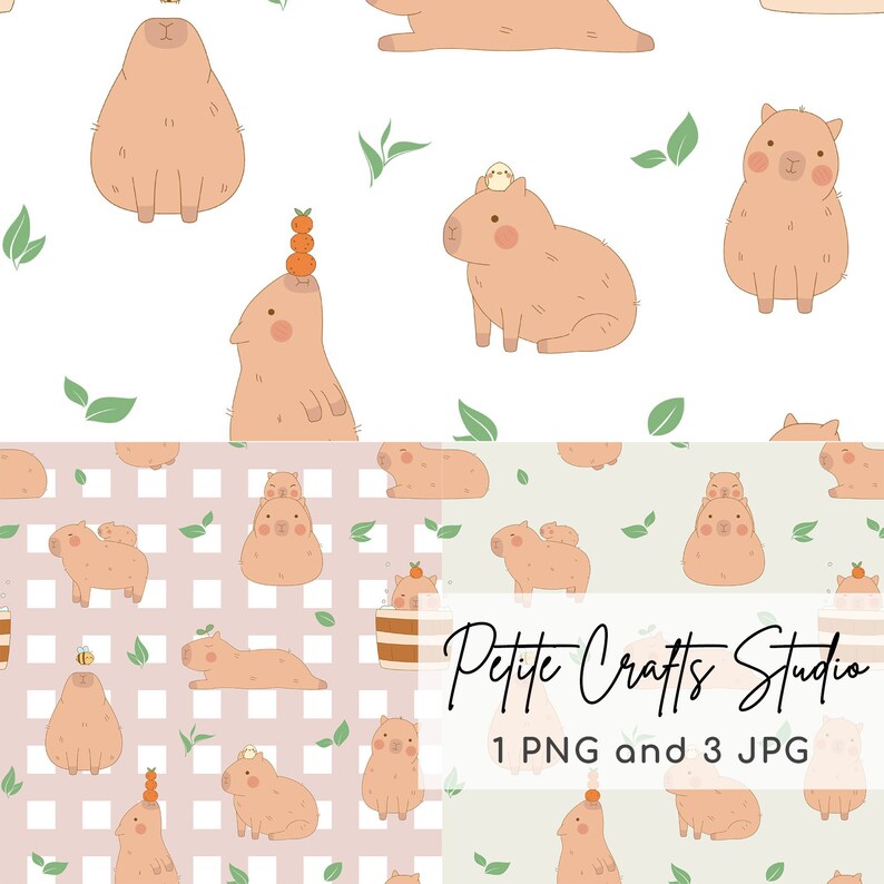 Capybara Seamless Pattern Cute Adorable Capybara Pattern for Small ...