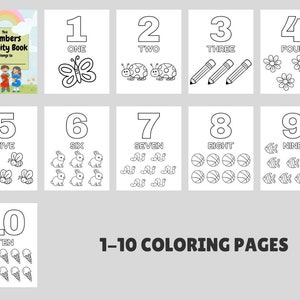 Numbers Activity Book Printable Numbers Coloring Pages Toddler Counting ...