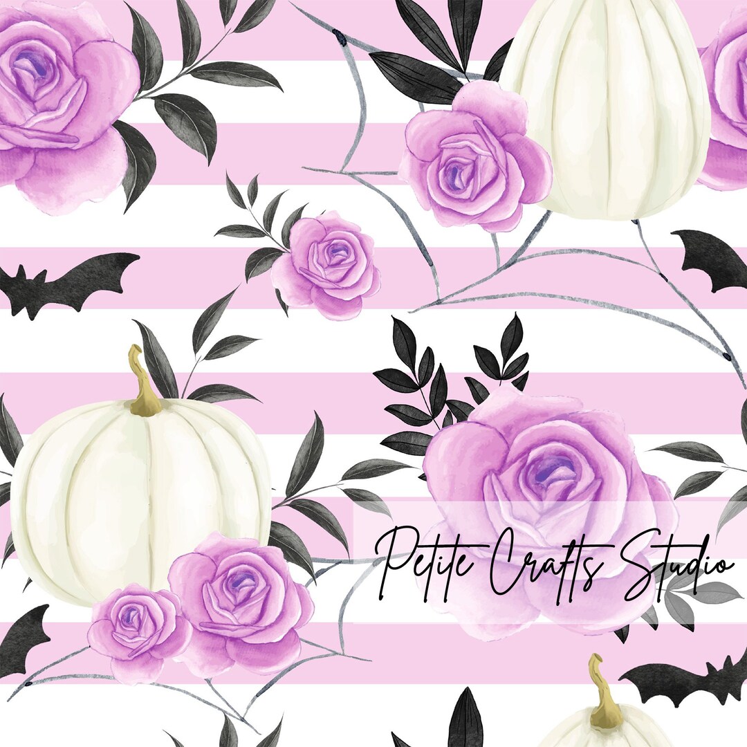 Purple Halloween Seamless Pattern for Small Business Halloween Rose ...