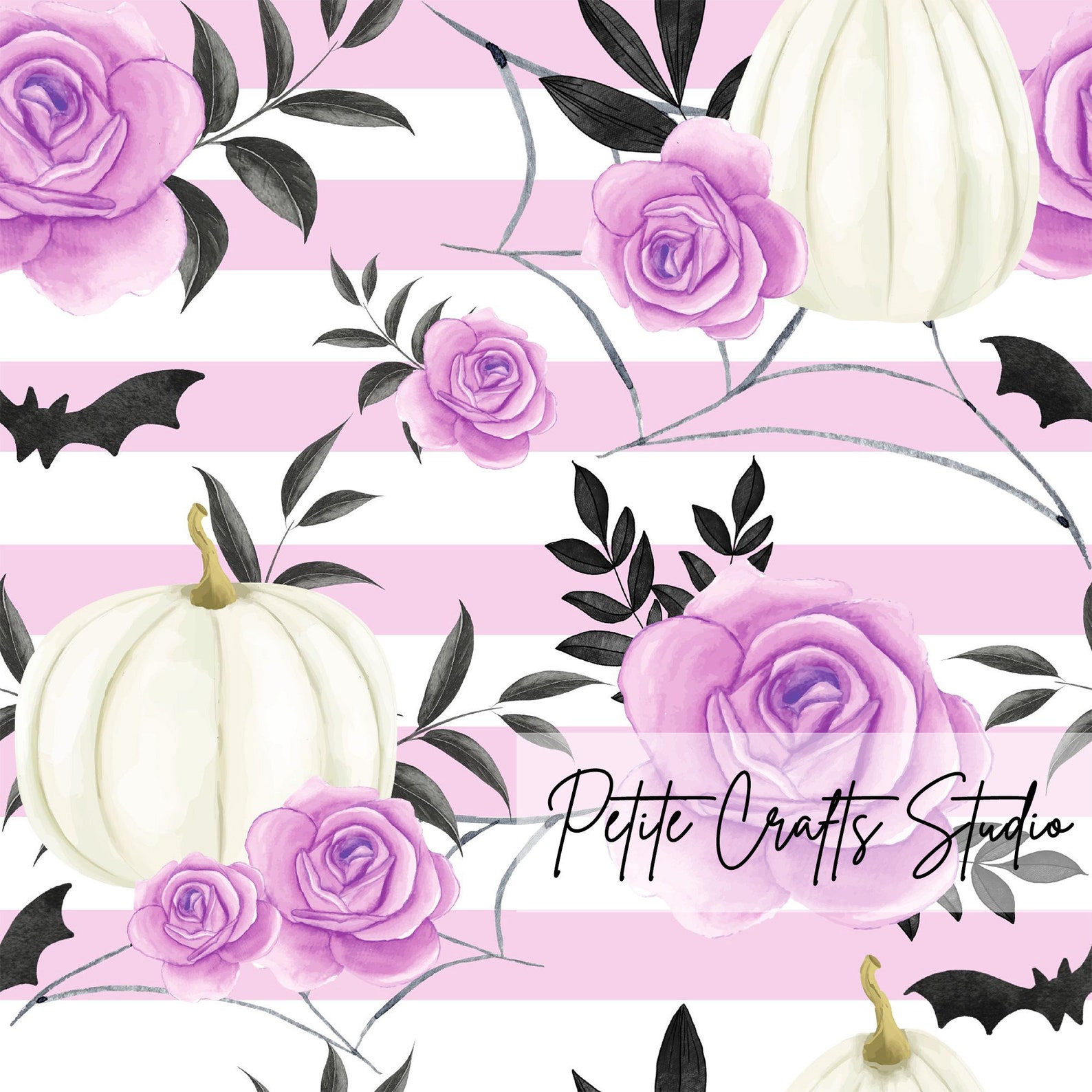 Purple Halloween Seamless Pattern for Small Business Halloween Rose ...
