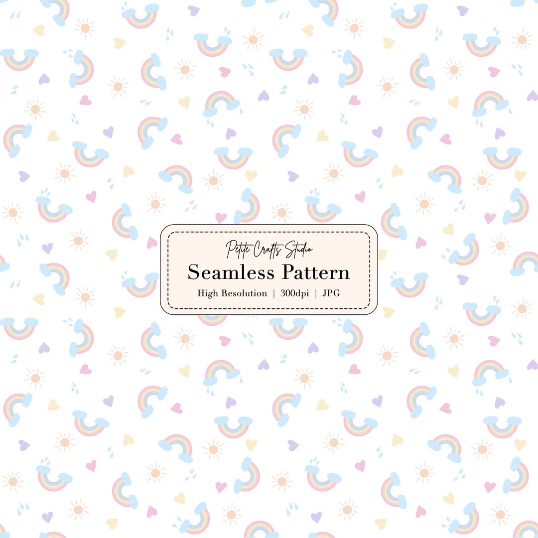 Pastel Rainbow Seamless Pattern – Whimsical Digital Paper, Soft Rainbow ...