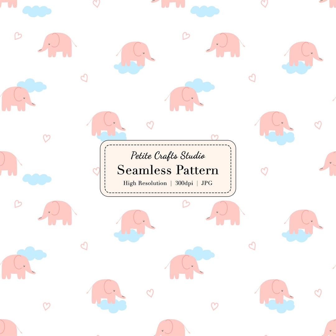 Cute Pastel Elephant Seamless Pattern, Baby & Kids Fabric Design, Baby ...