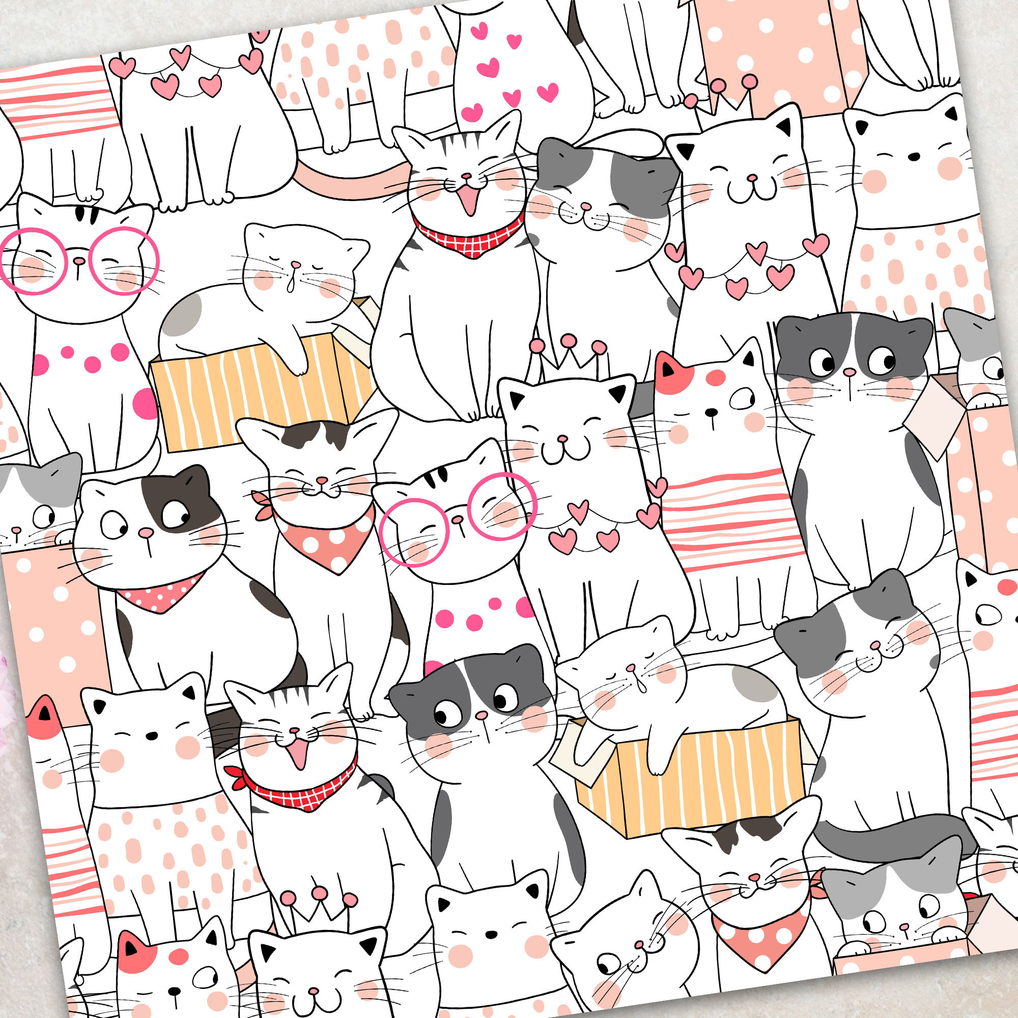 Cute Cat Seamless Pattern Cute Kittens Cat Repeat Pattern Seamless ...