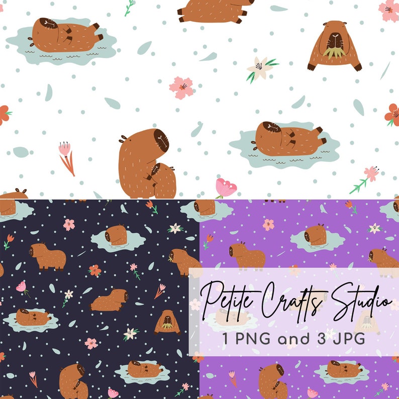 Capybara Seamless Pattern Cute Adorable Capybara Pattern for Small ...