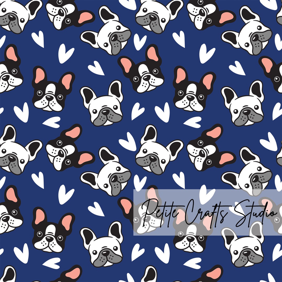 French Bulldog Seamless Pattern for Commercial Use French Bulldog ...