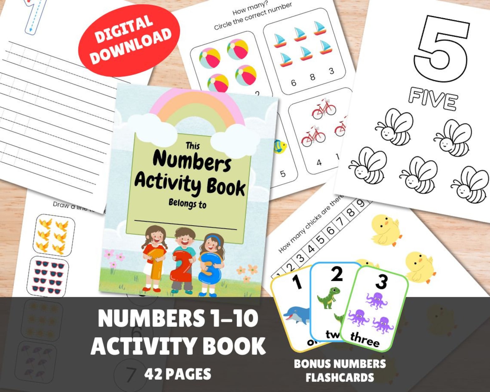 Numbers Activity Book Printable Numbers Coloring Pages Toddler Counting ...