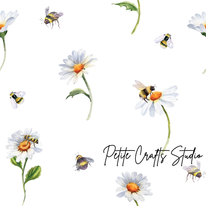 Wild Daisy Seamless Pattern for Commercial Use Daisy Floral Tumbler Wrap Seamless Repeated ...