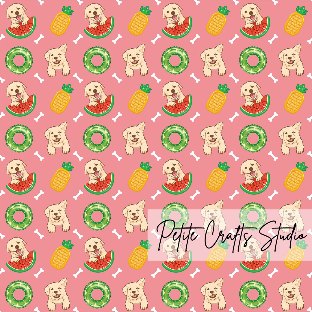 Golden Retriever Seamless Pattern for Commercial Use Cute Golden Summer ...