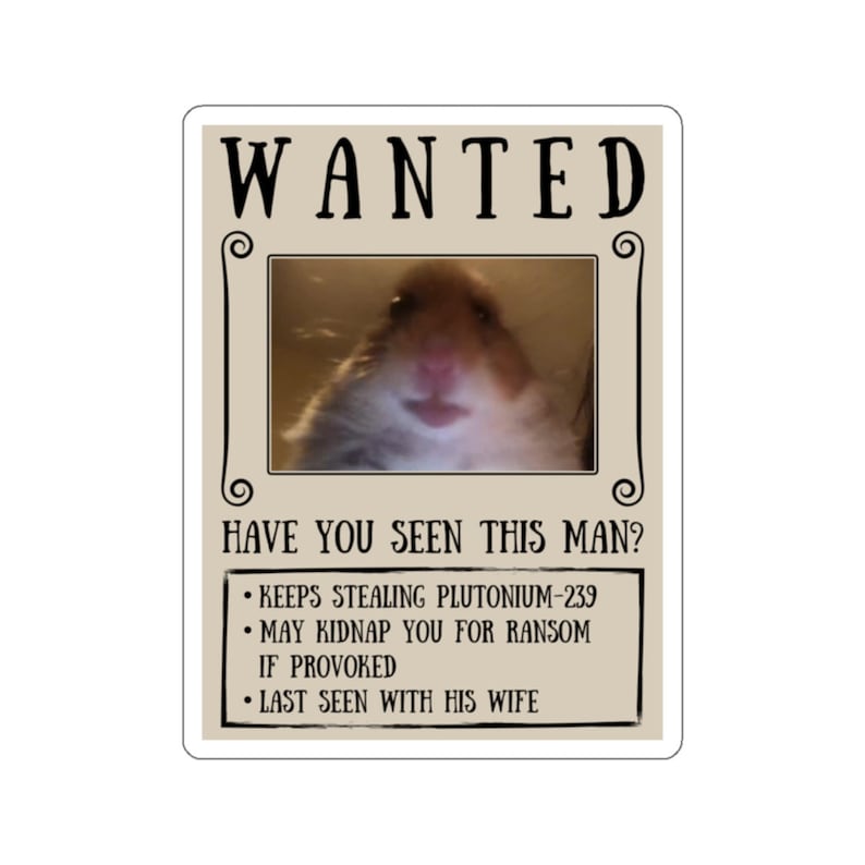 Staring Hamster Wanted Poster Sticker, Hamster Stare Meme for Kids ...