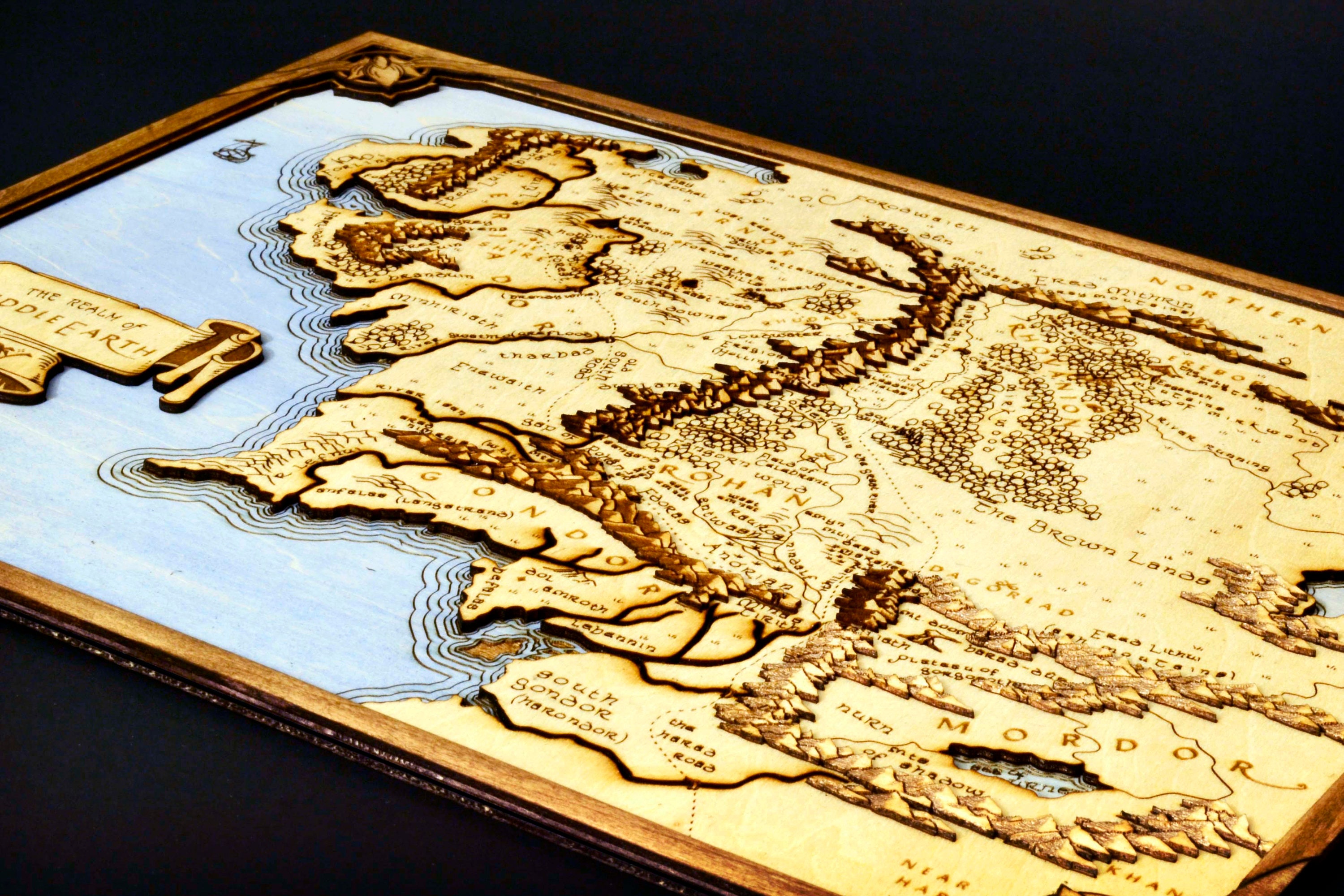 Lord of the Rings Map of Middle Earth, the Third Age Wood Laser Cut and ...
