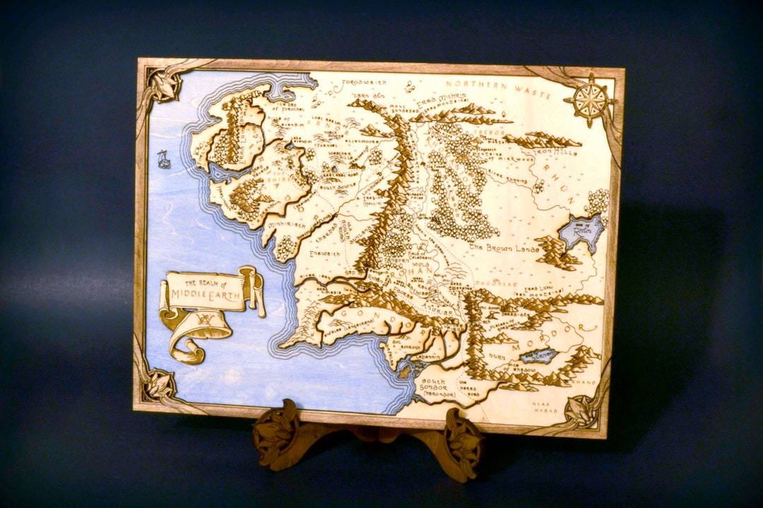 Lord of the Rings Map of Middle Earth, the Third Age Wood Laser Cut and ...