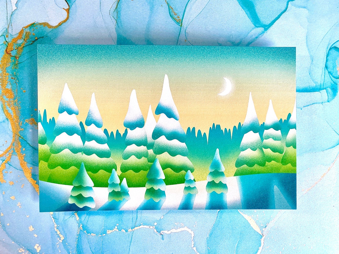 Blue Pine Forest Blank Back Sturdy Postcard for Lettering and Decor HQ ...