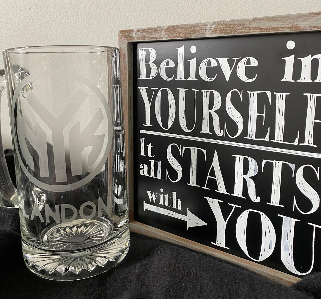 NBA Etched Glassware, NFL Glassware, Beer Mug, Personalized, Pint Glass ...