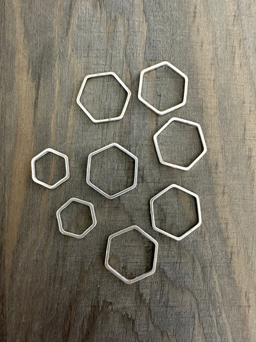 Sterling Silver Hexagon Link Connector Size Large 18mm and Small 12mm ...