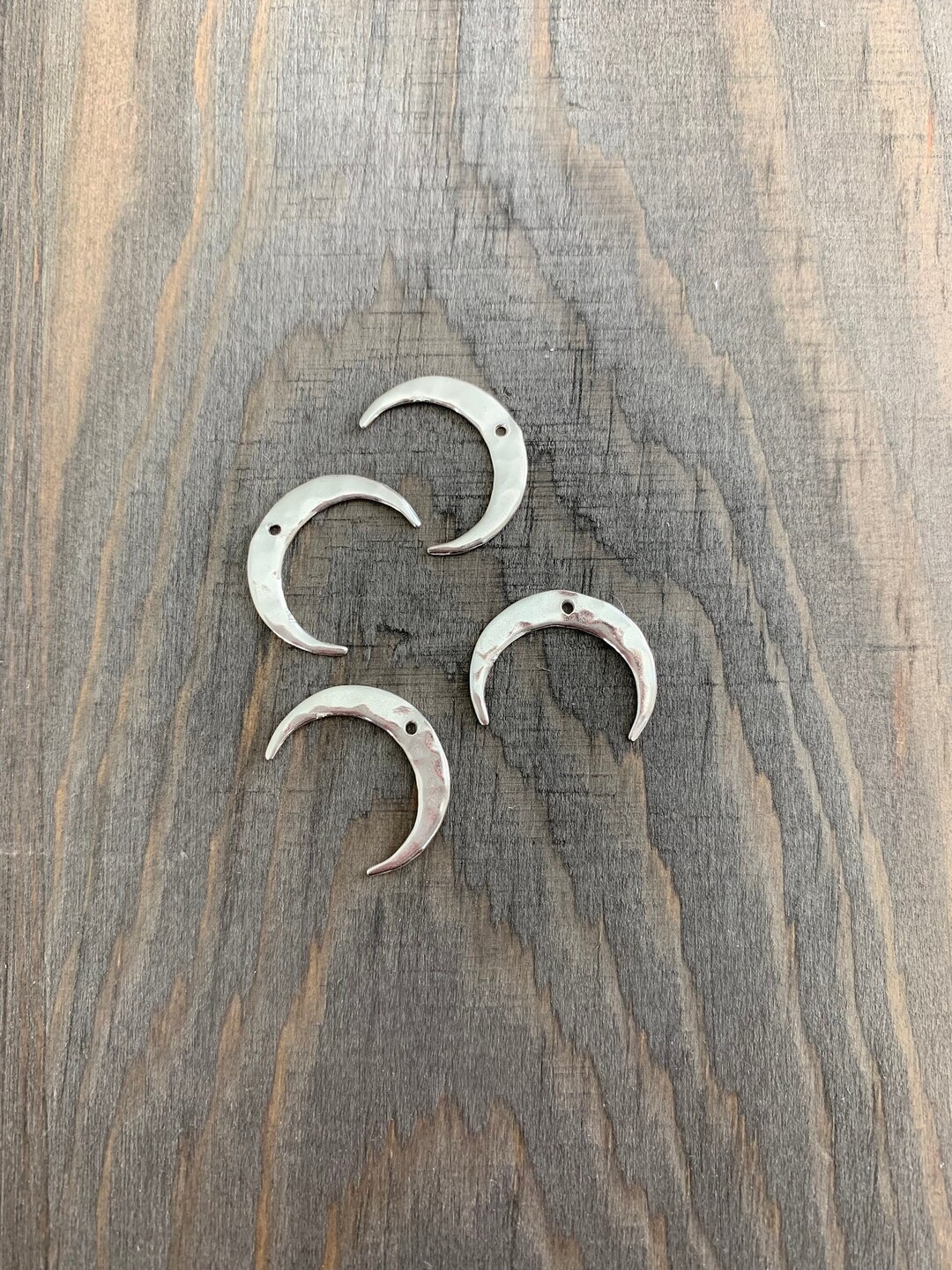 Sterling Silver Crescent Moon Half Moon Hammered Texture Connector ...