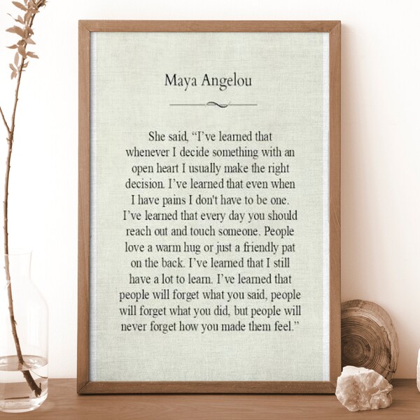 Maya Angelou Quote Wall Art - Etsy