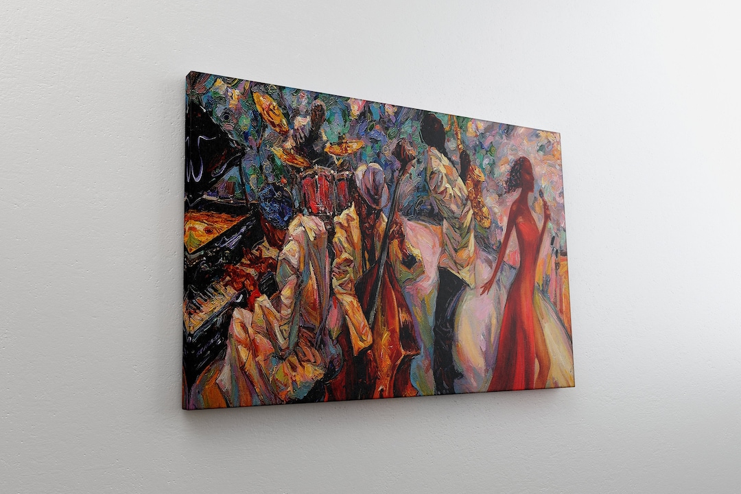 Black Jazz Singer Band African American Art Music Canvas or Poster Print Framed Large Wall Decor ...